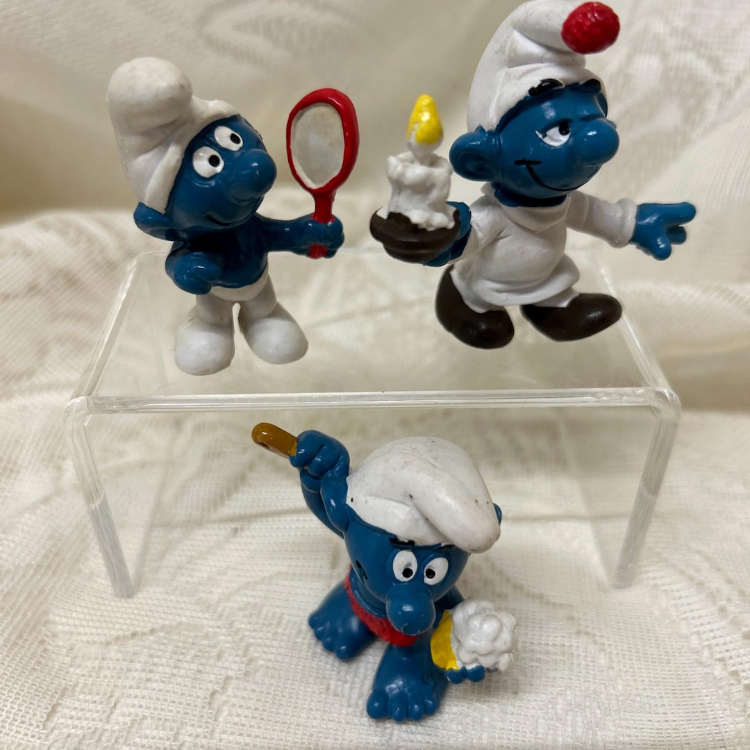Vintage Peyo Schleich Smurfs PVC 3 Figures 1970's-1980's Smurfs Vanity ...