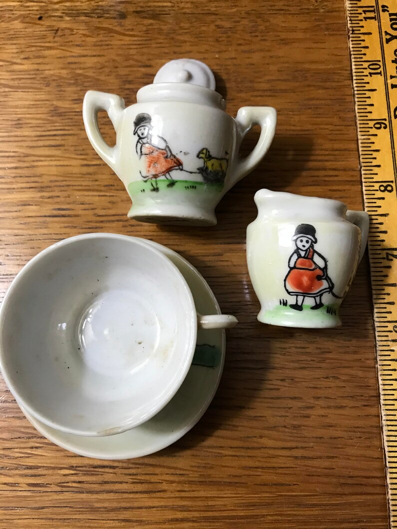Vintage Children's Doll Tea Set Dishes Marked Foreign Made | Etsy