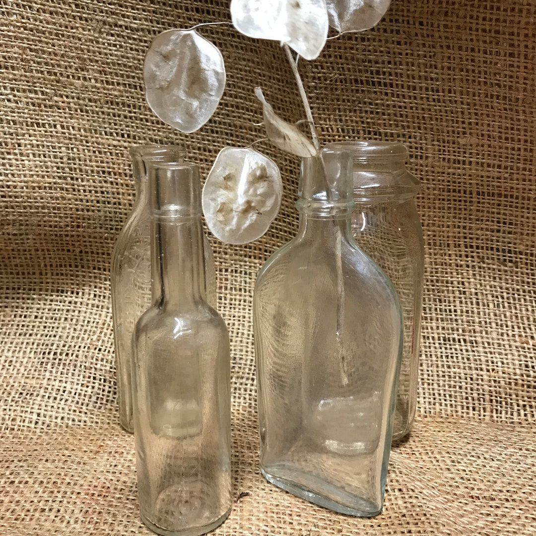 Vintage Clear Bottles, Four Bottles ,milky Cloudy Glass Vintage ...