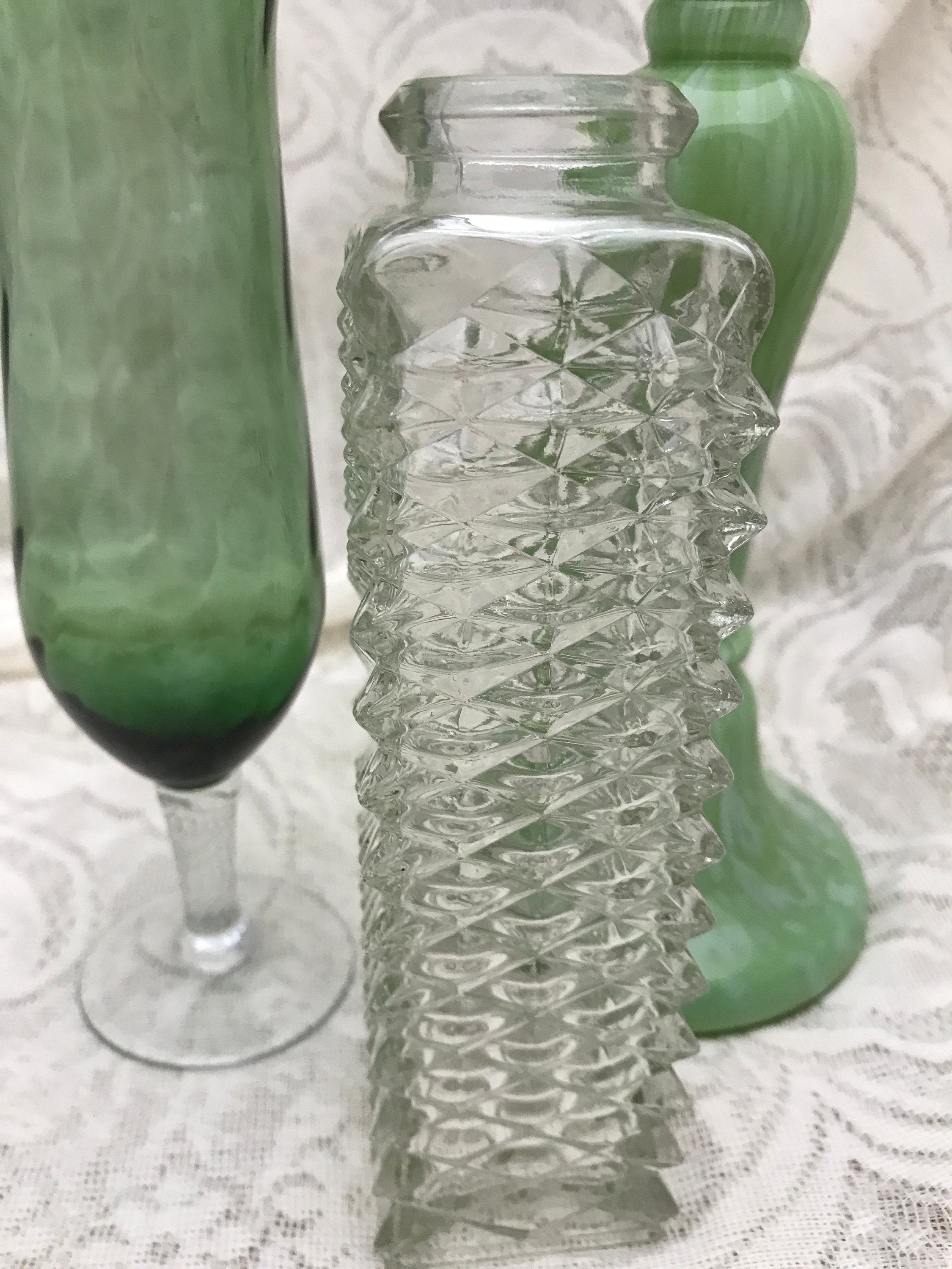 Green and Clear Vases Three Different Types of Vase Three | Etsy