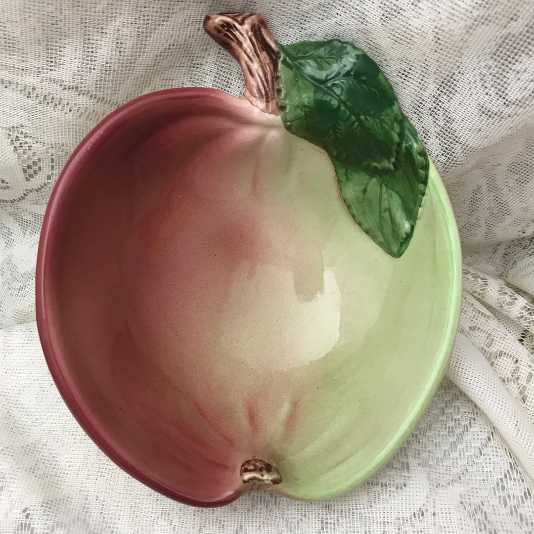 Apple Serving Bowl, Majolica Style Colorful Ceramic Fruit Bowl, Made in ...