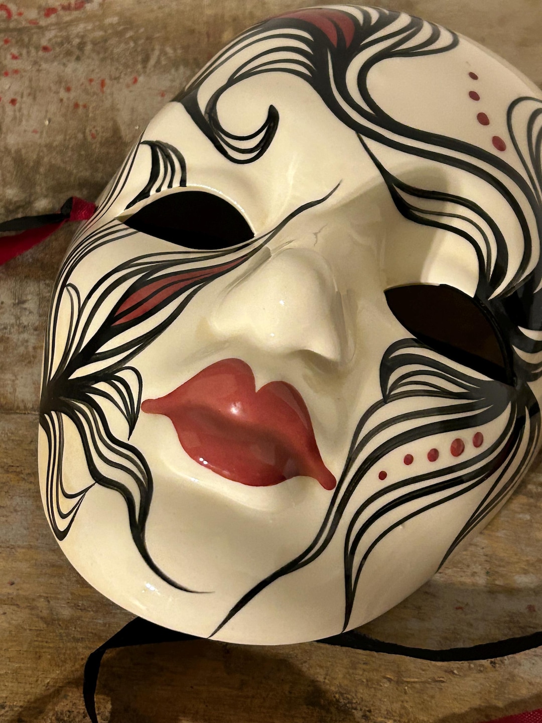 Mardi Gras Porcelain Mask. Handmade Carnival Pierrot Harlequin Jester ...