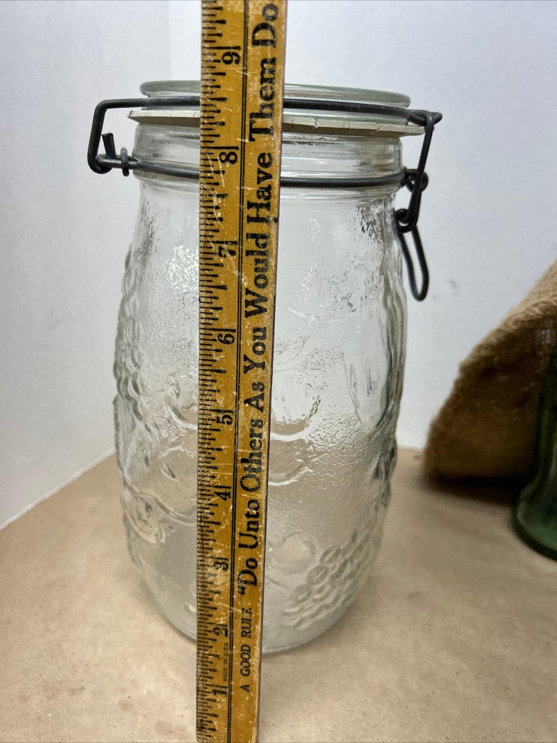Wheaton Fruit Embossed Clear Canning Jar W/ Wire Bail Closure Lid ...