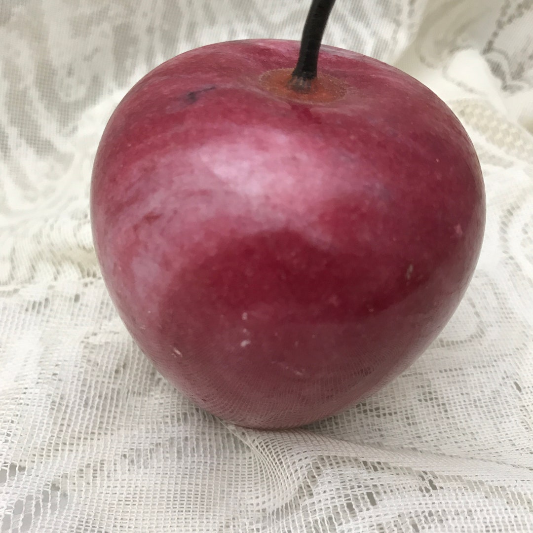 Red Marble Apple, Teacher's Paperweight, Marble Fruit, Made in Taiwan ...
