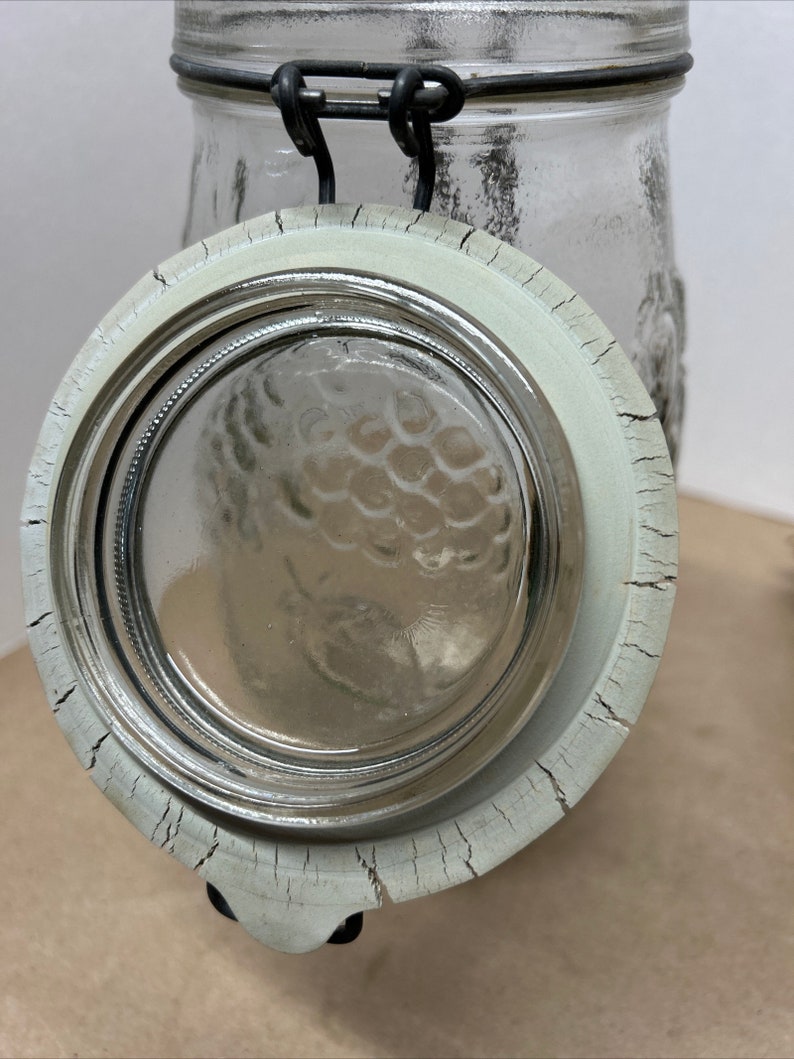 Wheaton Fruit Embossed Clear Canning Jar W/ Wire Bail Closure Lid ...