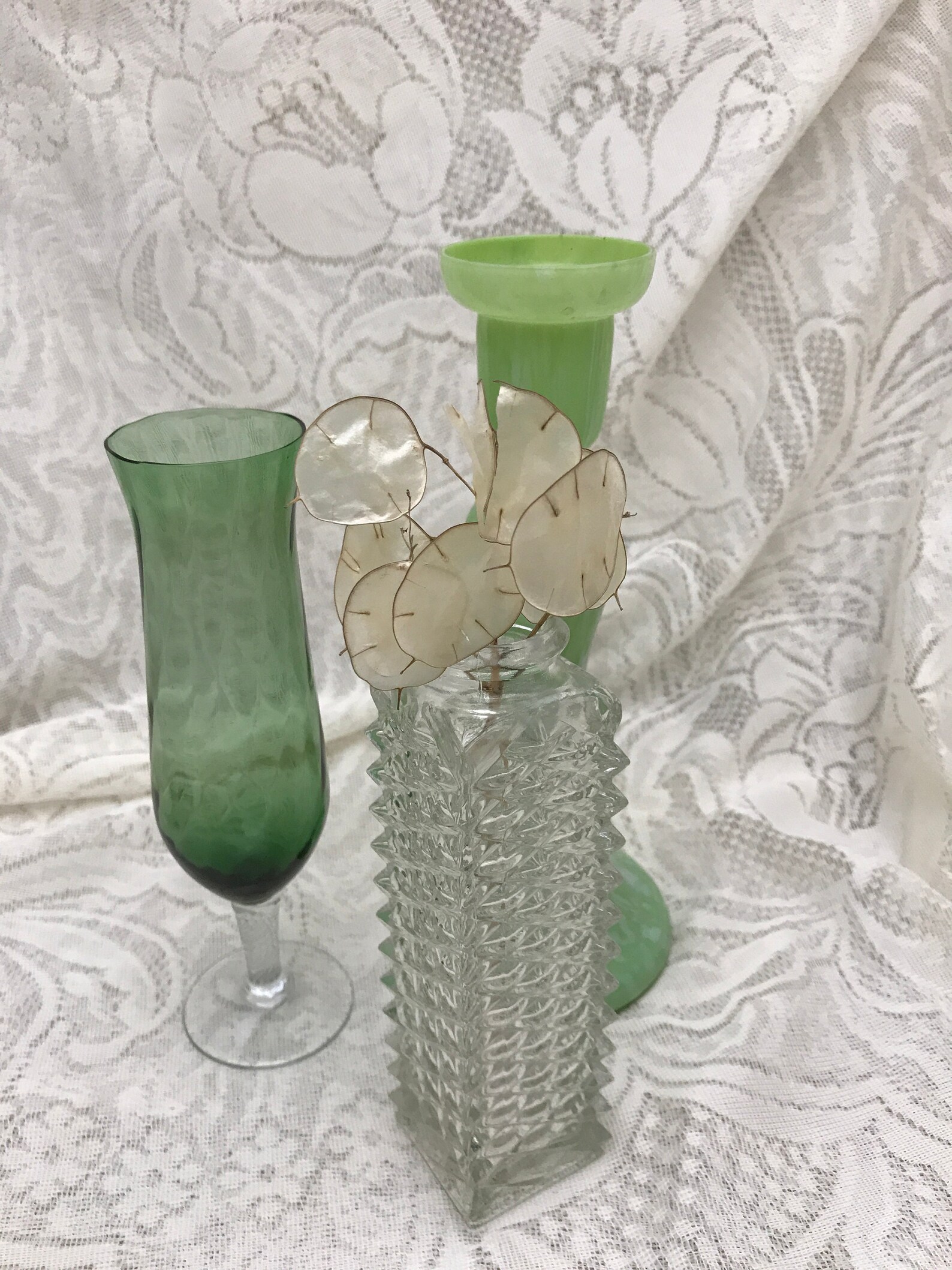 Green and Clear Vases Three Different Types of Vase Three - Etsy