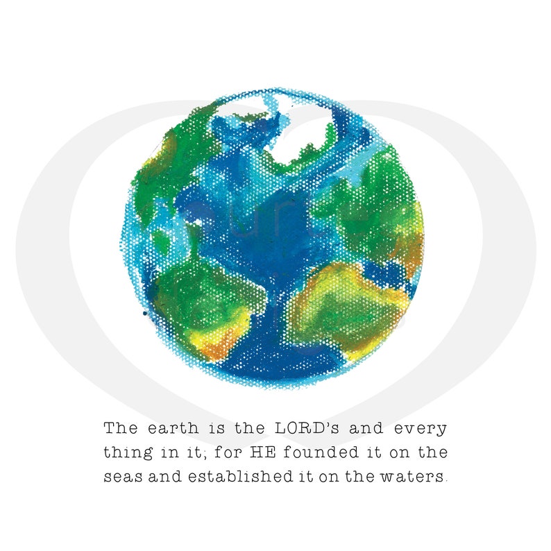 Psalm 24 Earth Bible Verse Print: Christian Scripture Art (digital ...