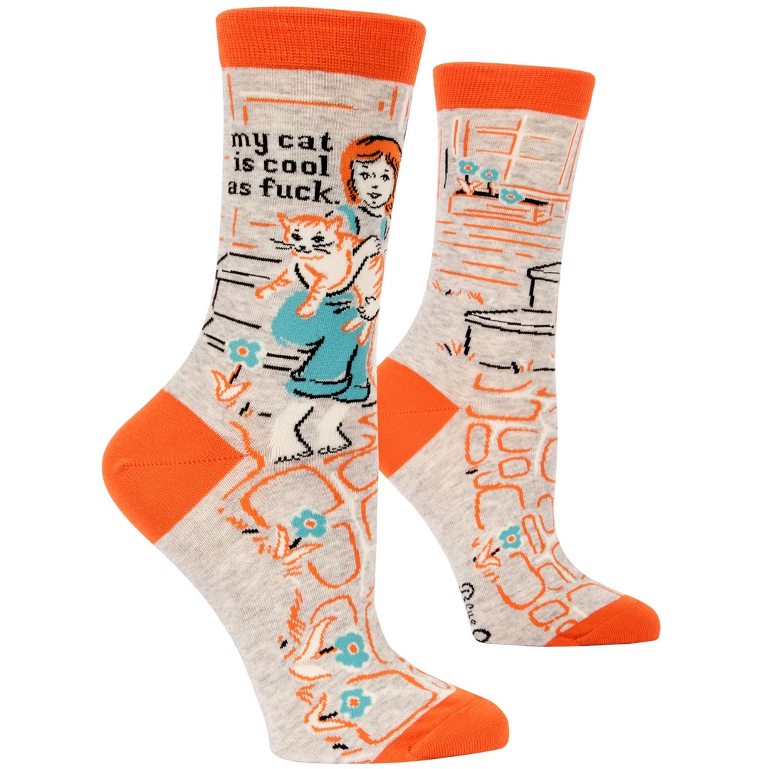 My Cat is Cool as Fck W Socks, Funny Quotes Cat Socks, Sassy Wear, Pet ...