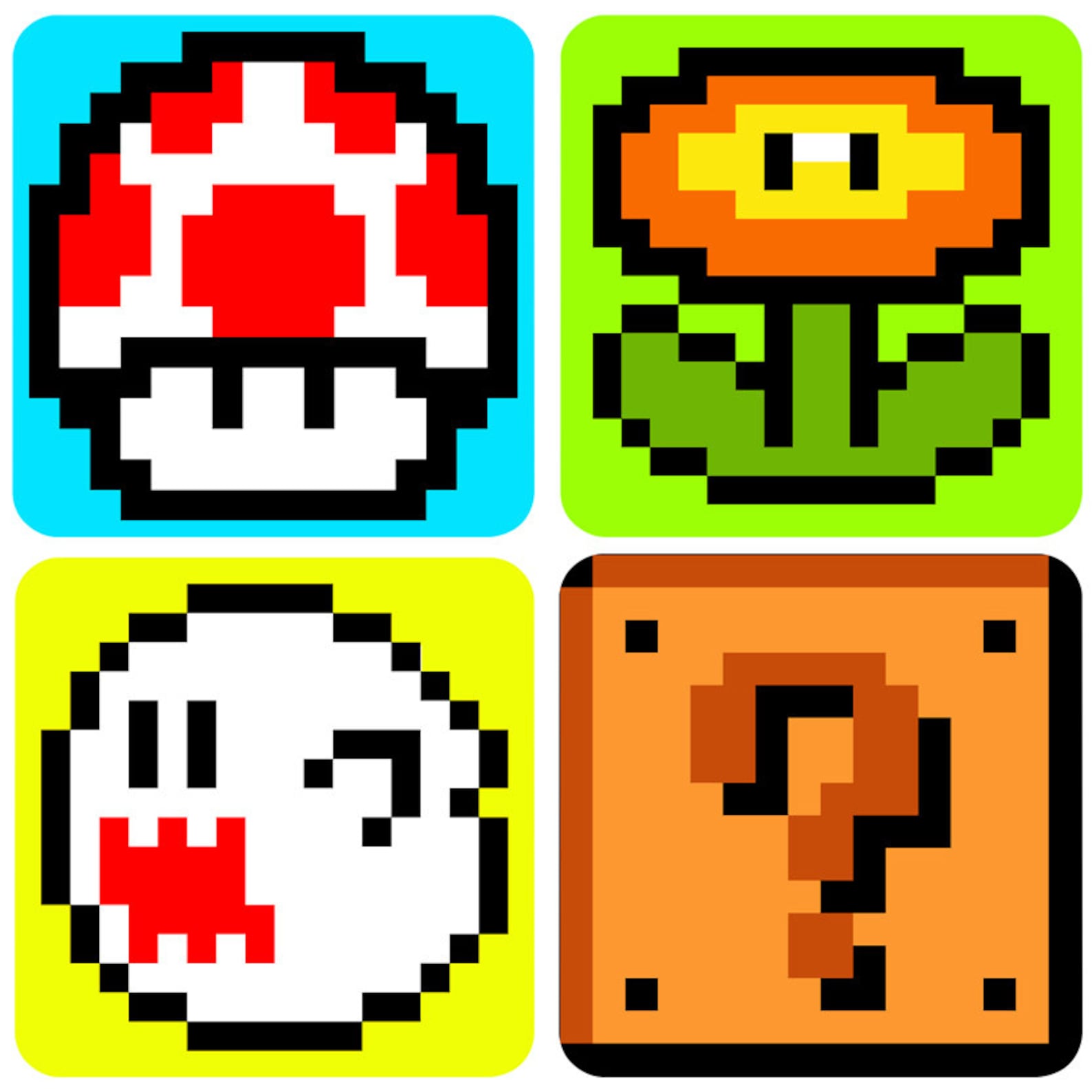 Super Mario Bros Coasters Set of 4 Wooden Cork Mario Bros - Etsy