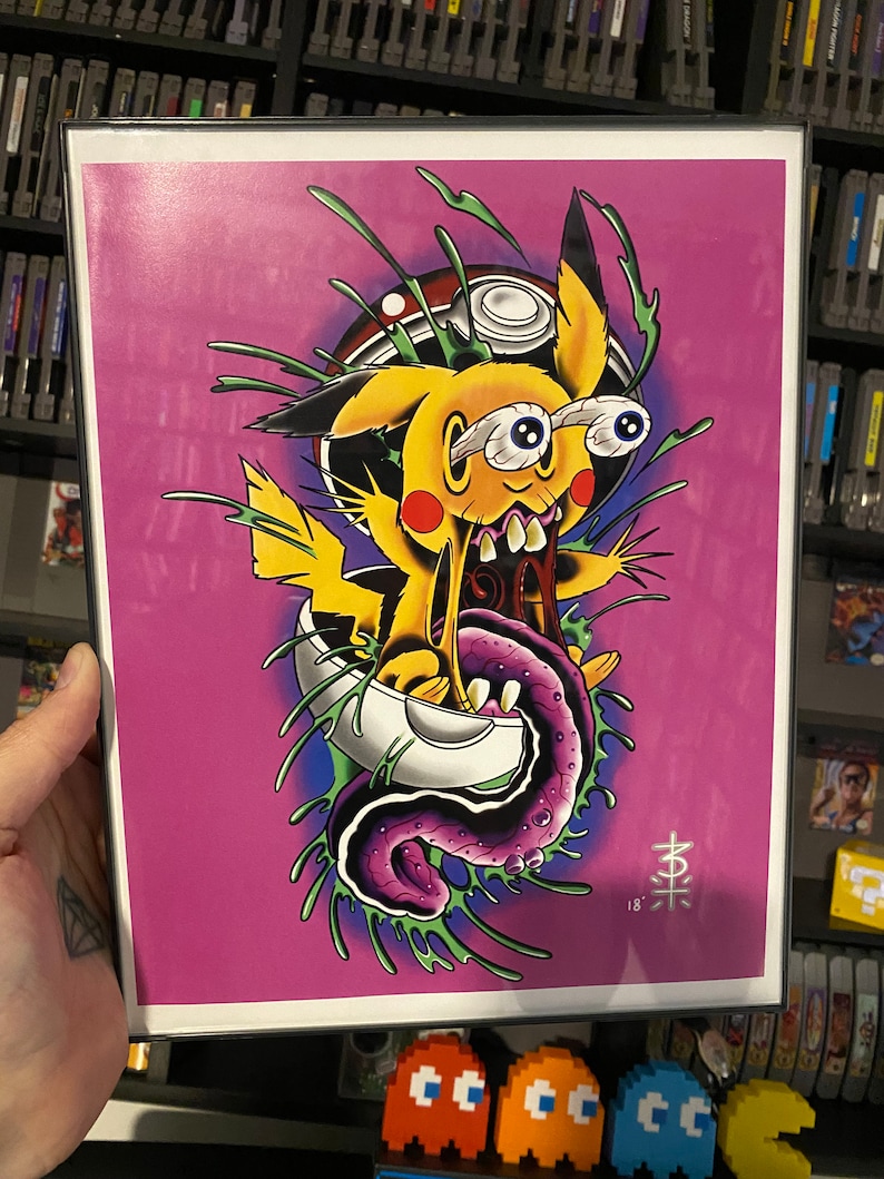 Pikachu Rat Fink Pocket Monster Pokémon Pokéball Art Print - Etsy