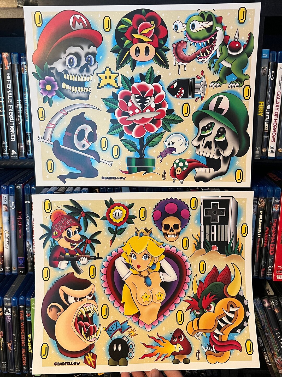 Super Mario Brothers Tattoo Flash Sheet - Etsy