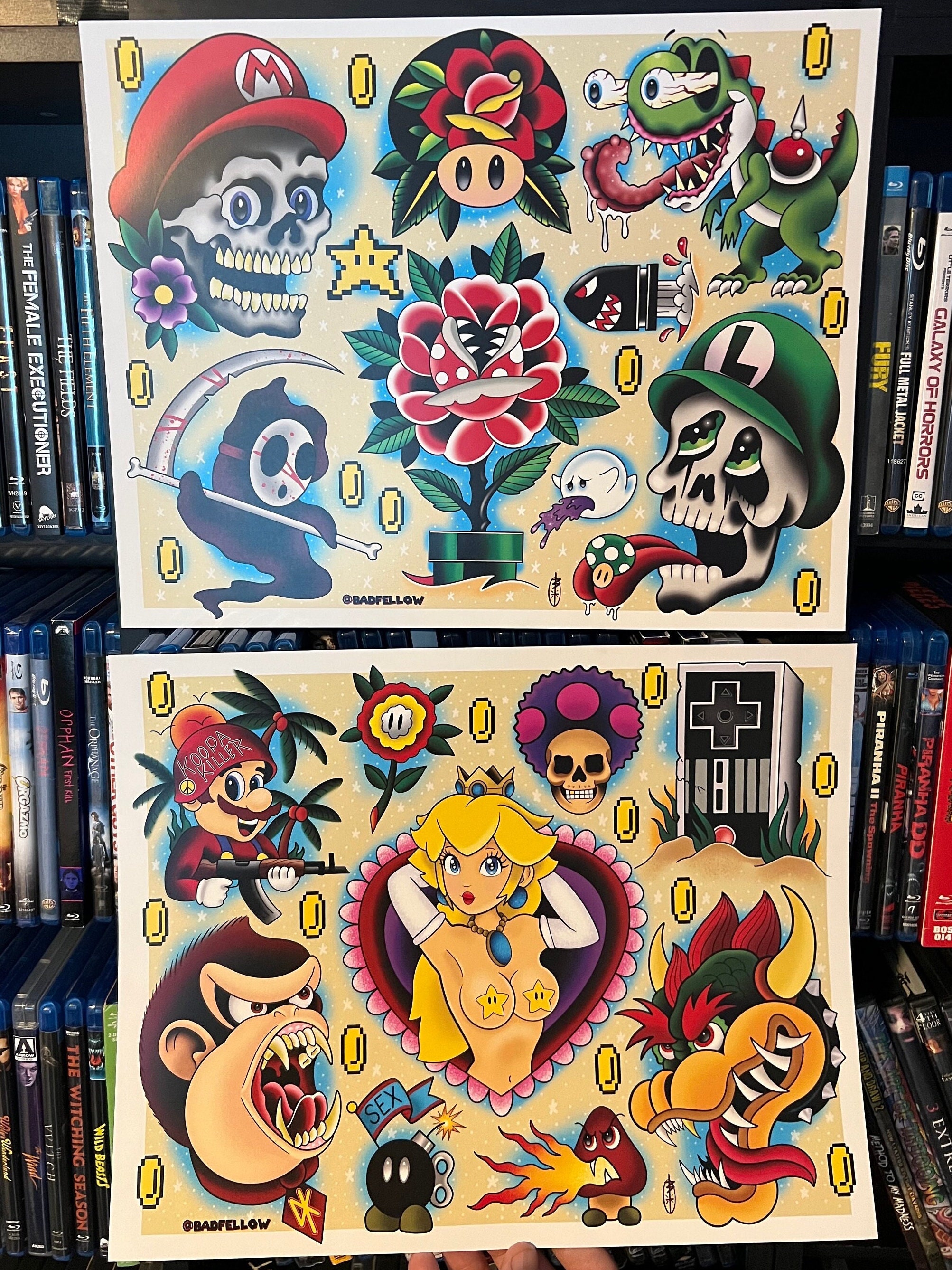 Super Mario Brothers Tattoo Flash Sheet - Etsy