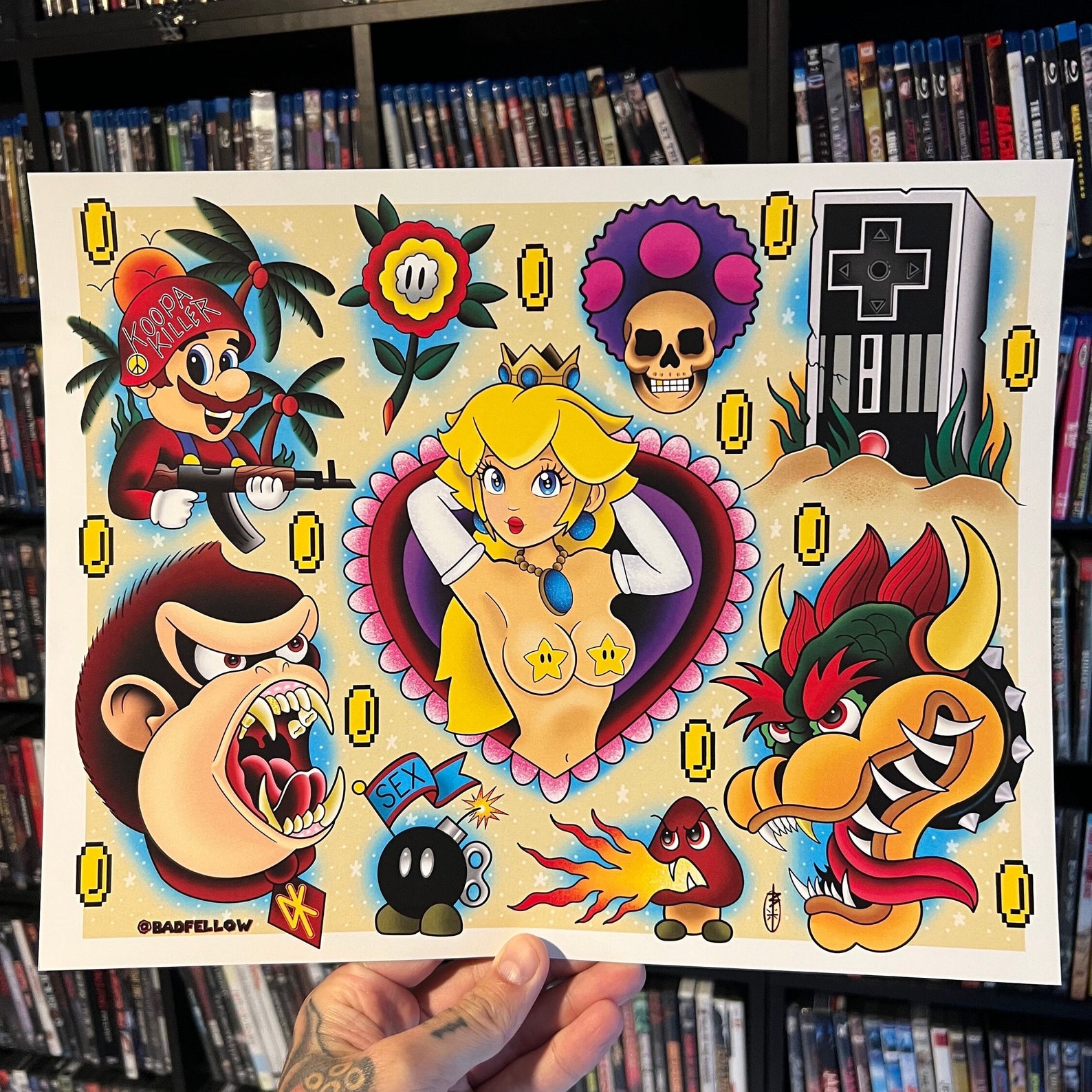 Super Mario Brothers Tattoo Flash Sheet - Etsy