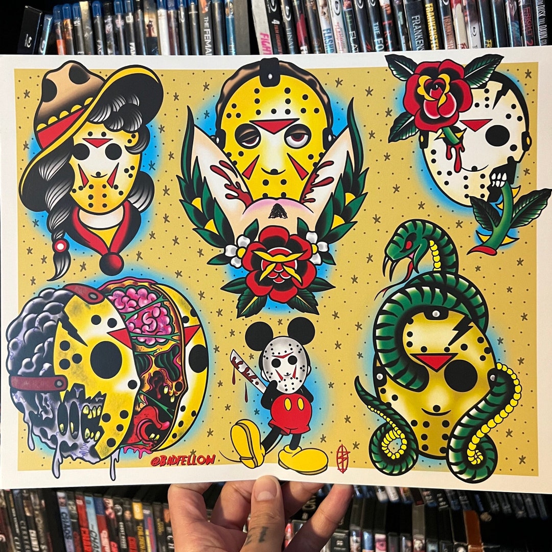 Friday the 13th, Jason Tattoo Flash Art Print - Etsy
