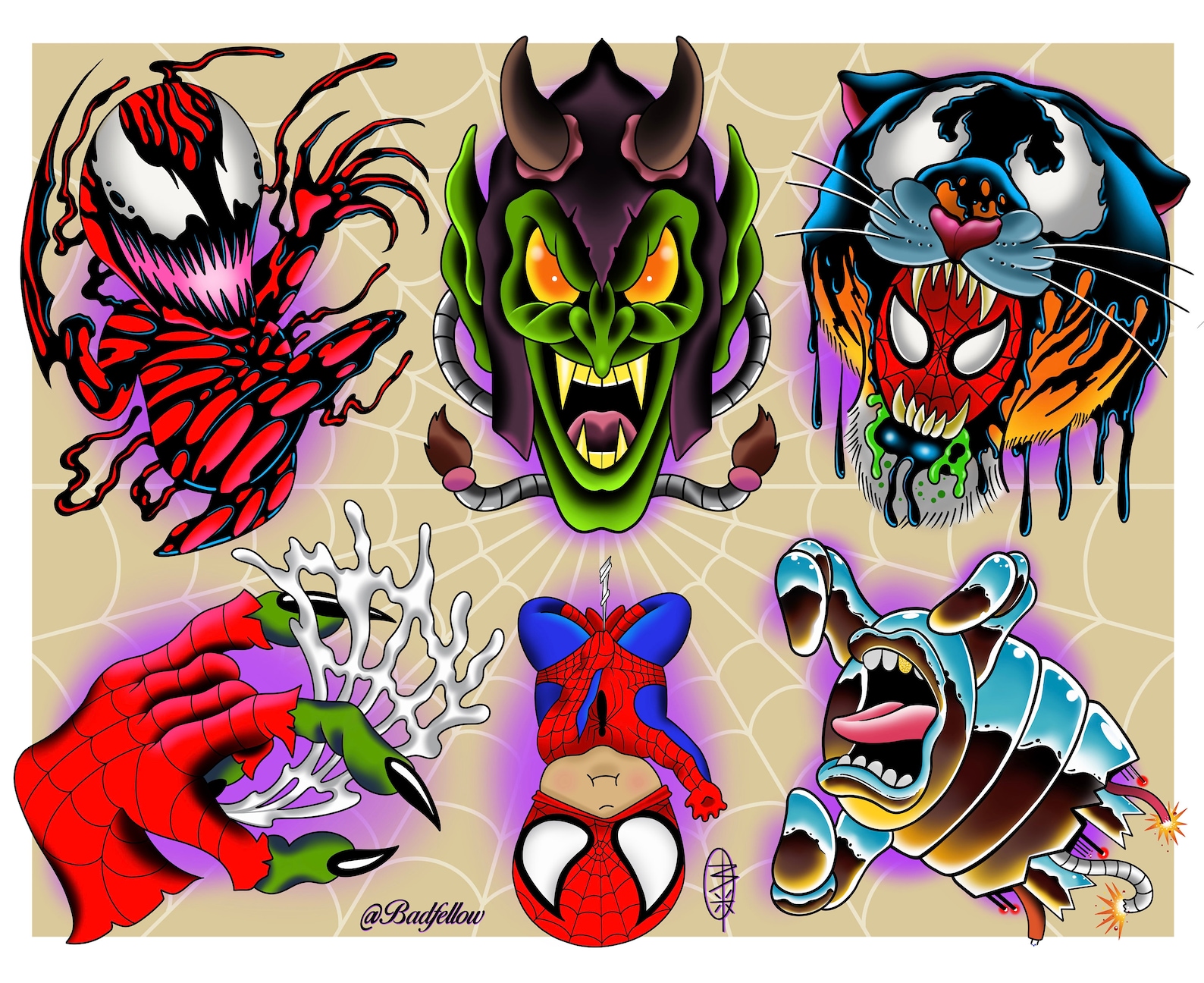 Spider-man Tattoo Flash Sheet - Etsy