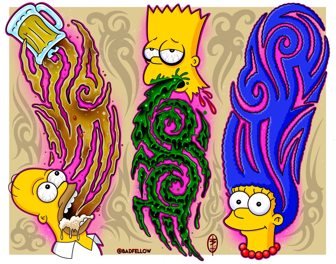 Simpsons Tribal Tattoo Flash Sheet - Etsy