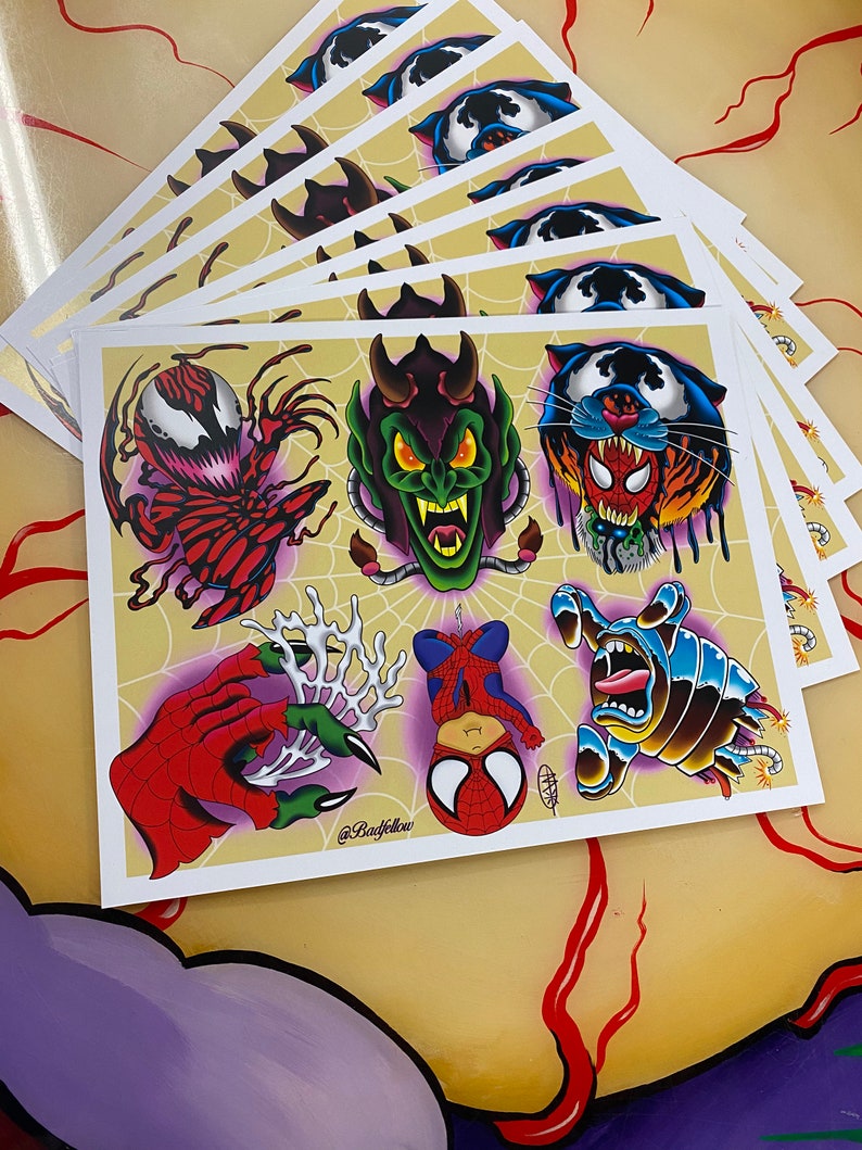 Spider-man Tattoo Flash Sheet - Etsy