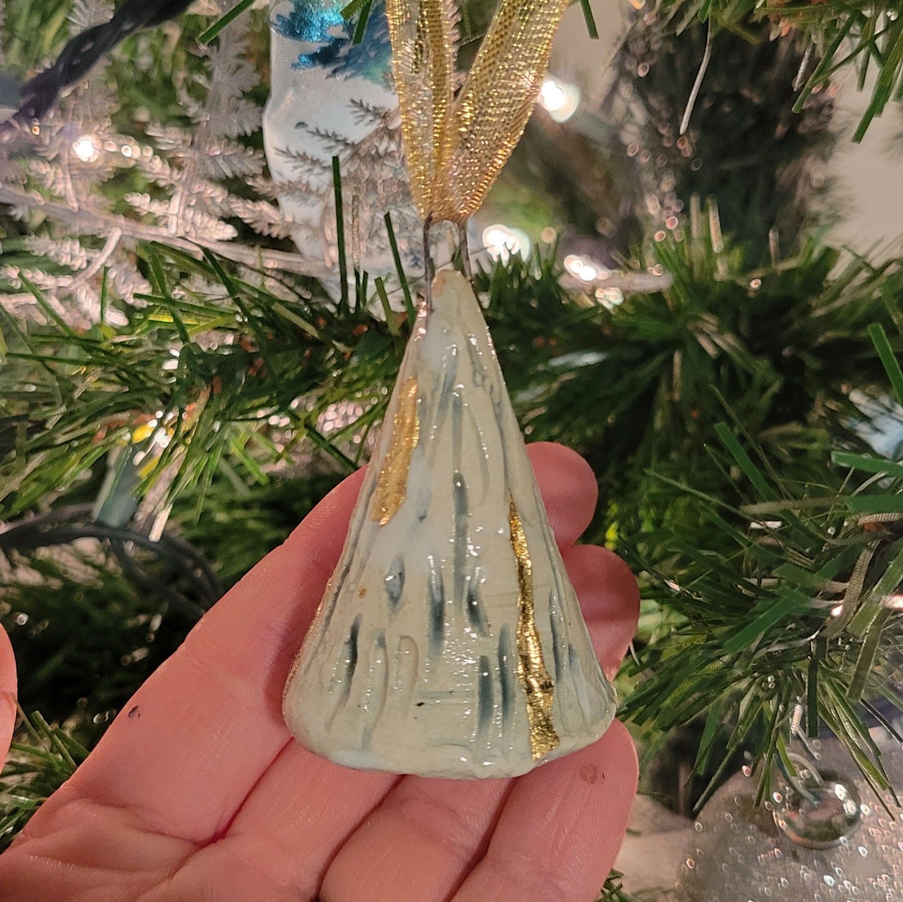 White and Gold Porcelain Mini Tree Ornament - Etsy