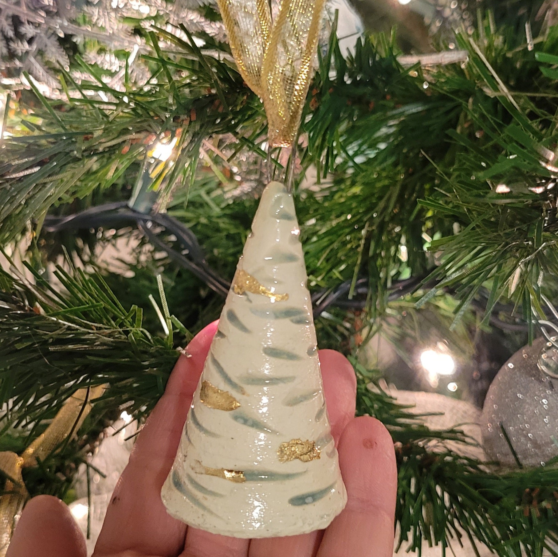 White and Gold Porcelain Mini Tree Ornament - Etsy