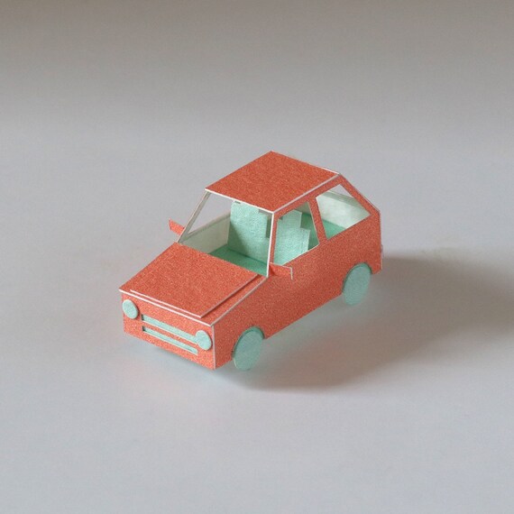 Three-colour Hatchback Paper Model | Etsy