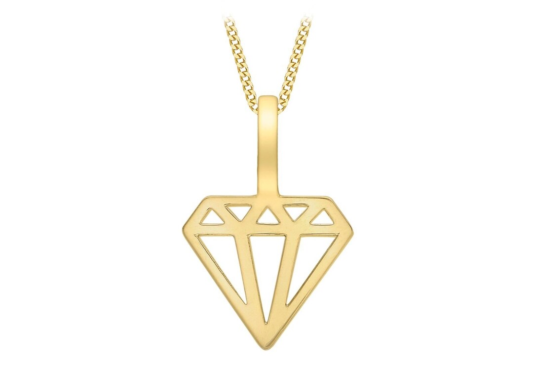 9ct Yellow Gold Cutout Diamond Shape Icon Charm / Pendant - Etsy