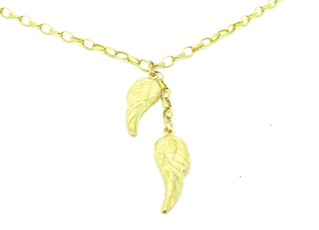 9 Ct Yellow Gold Angel Wings Chain Necklace - Etsy