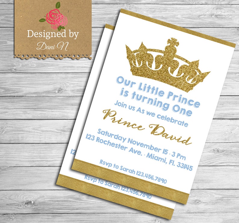 Prince Birthday Party INVITATION Glitter Sparkle Printable - Etsy