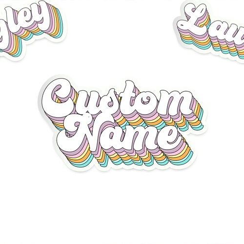 Retro Name Sticker Custom Waterproof Sticker Vinyl Stickers - Etsy