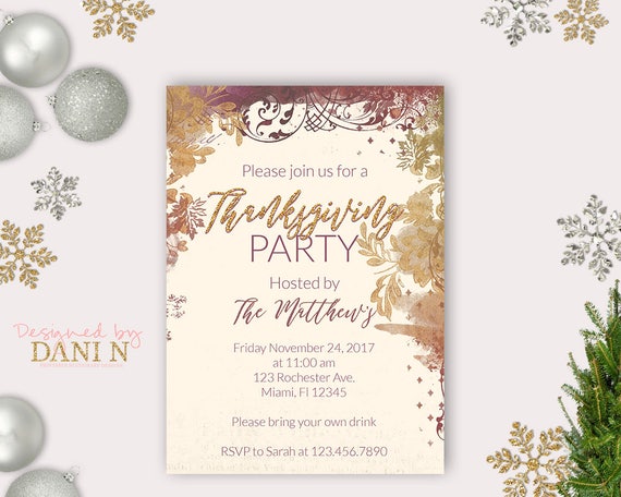 Thanksgiving Dinner Invitation Holiday Party Invite | Etsy