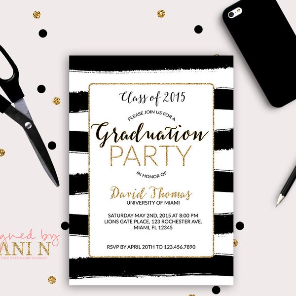 Graduation Invitation 2021 Gold - Etsy