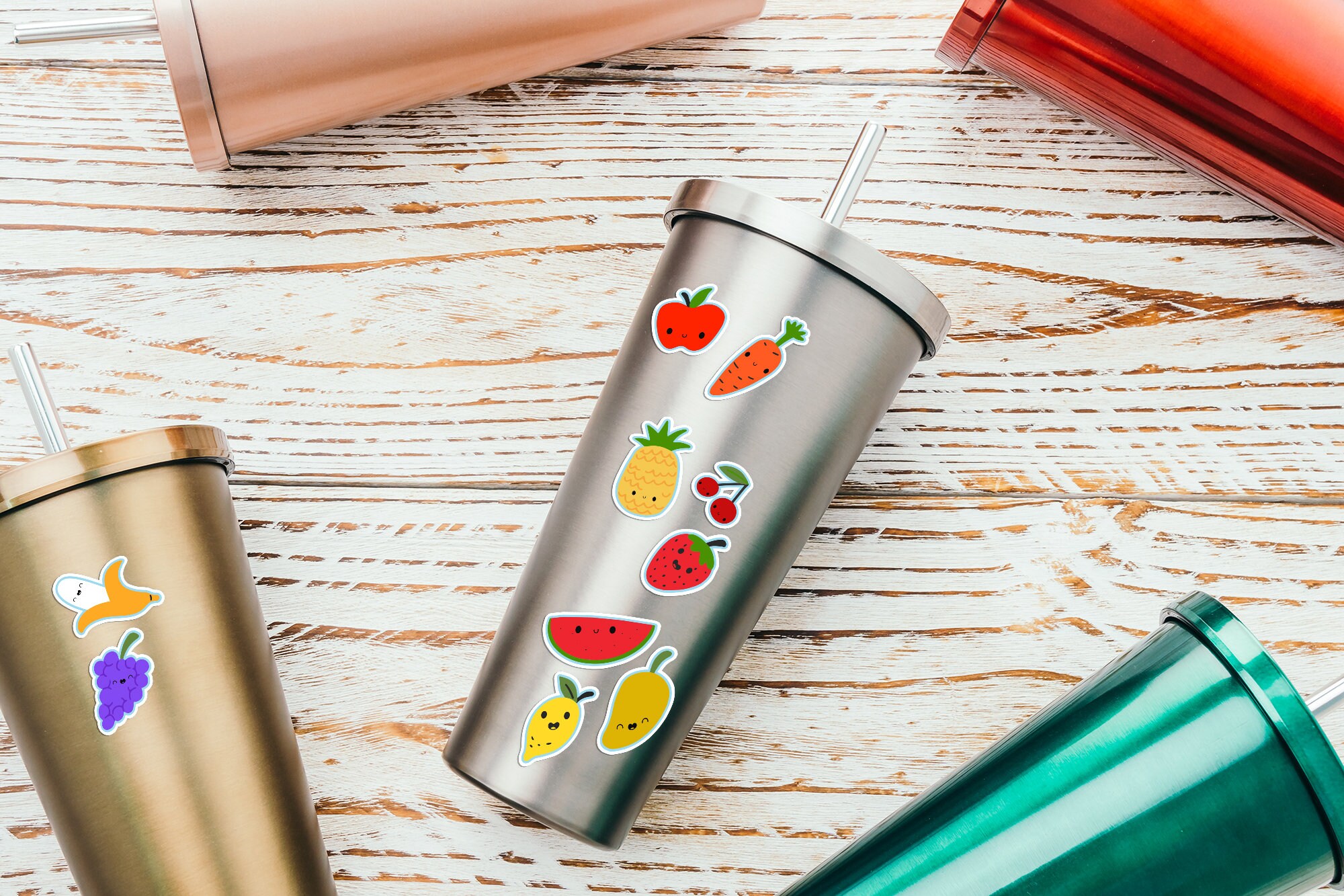 Kawaii Fruit Sticker Sheet Cute Fruit Vinyl Stickers Food | Etsy