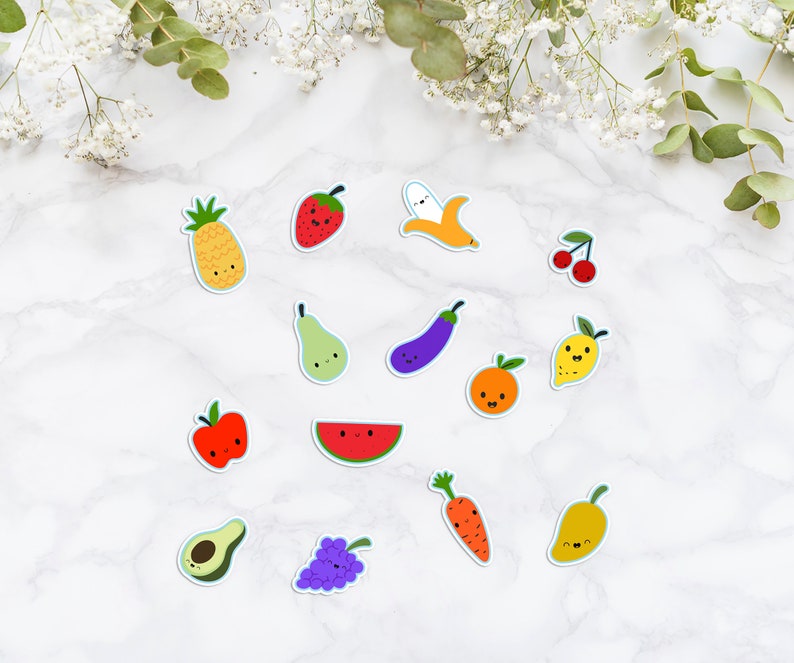 Kawaii Fruit Sticker Sheet Cute Fruit Vinyl Stickers Food - Etsy