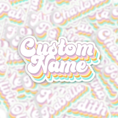 Custom Name Sticker Retro Waterproof Sticker Vinyl Name - Etsy