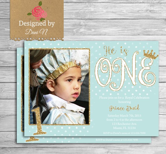 Prince Birthday Party INVITATION, Little prince printable invite, crown ...