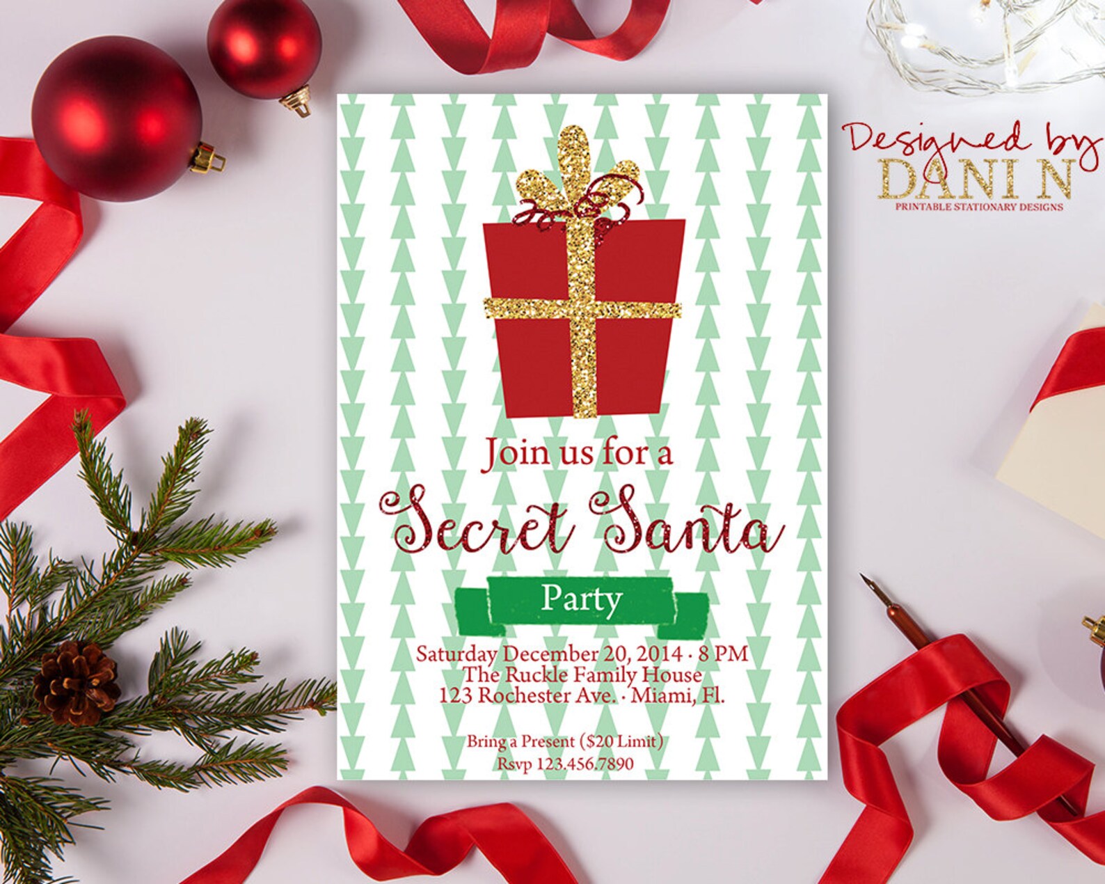 Secret Santa Party Invitation Christmas Party Invite Gift - Etsy