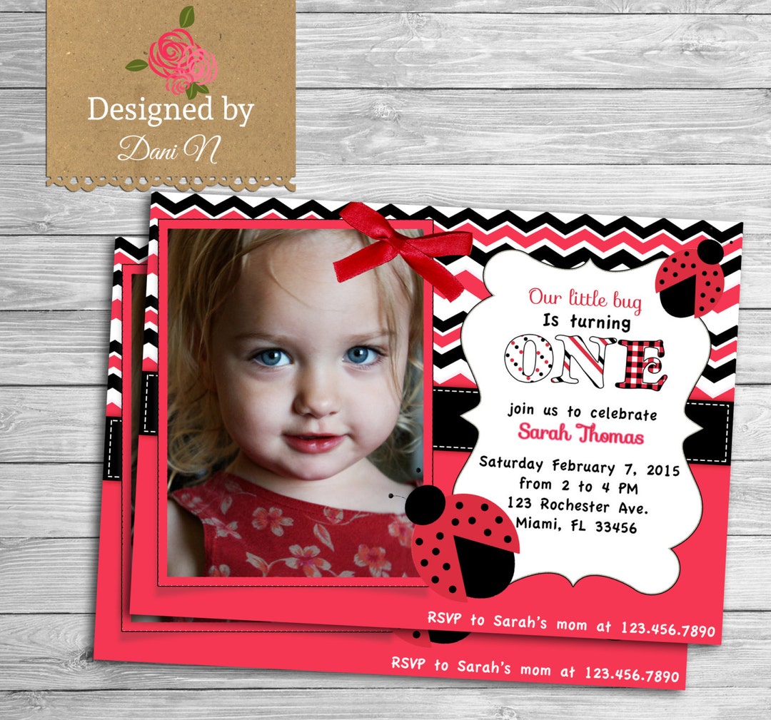 Lady Bug Birthday Invitation, Ladybug First Birthday, Miraculous ...