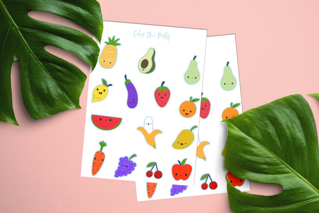 Kawaii Fruit Sticker Sheet, Cute Fruit Vinyl Stickers, Food Stickers ...