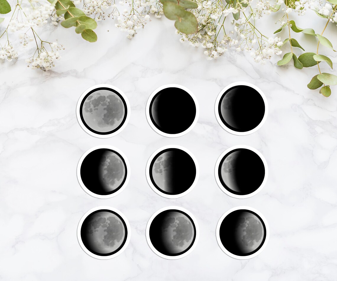Moon Phases sticker Sheet Full moon vinyl stickers lunar | Etsy