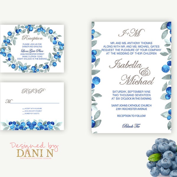 Blueberry Wedding Invitations - Etsy