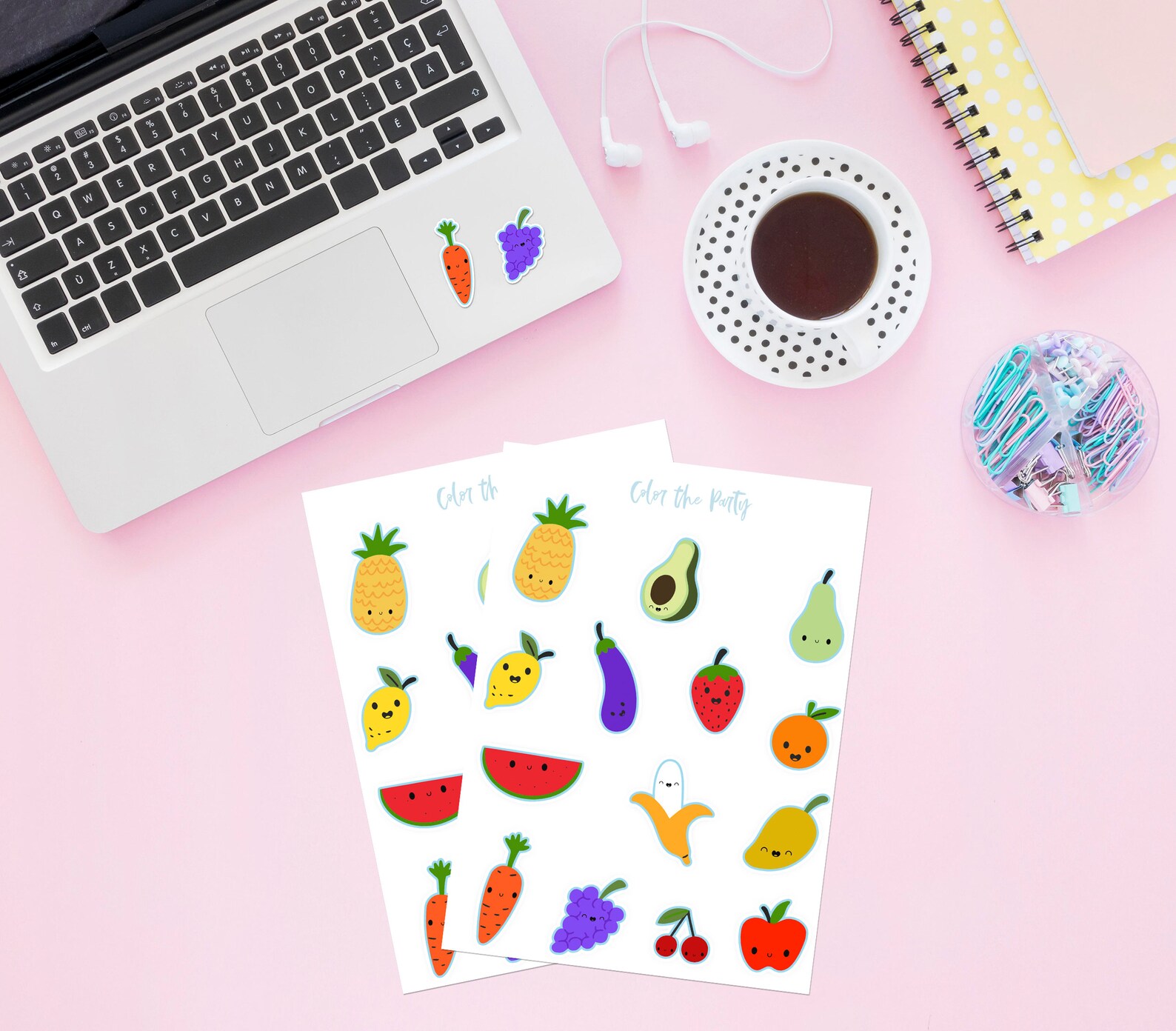 Kawaii Fruit Sticker Sheet Cute Fruit Vinyl Stickers Food - Etsy
