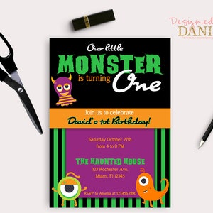 Monster Bash Birthday Invitation, Halloween First Birthday, Halloween ...