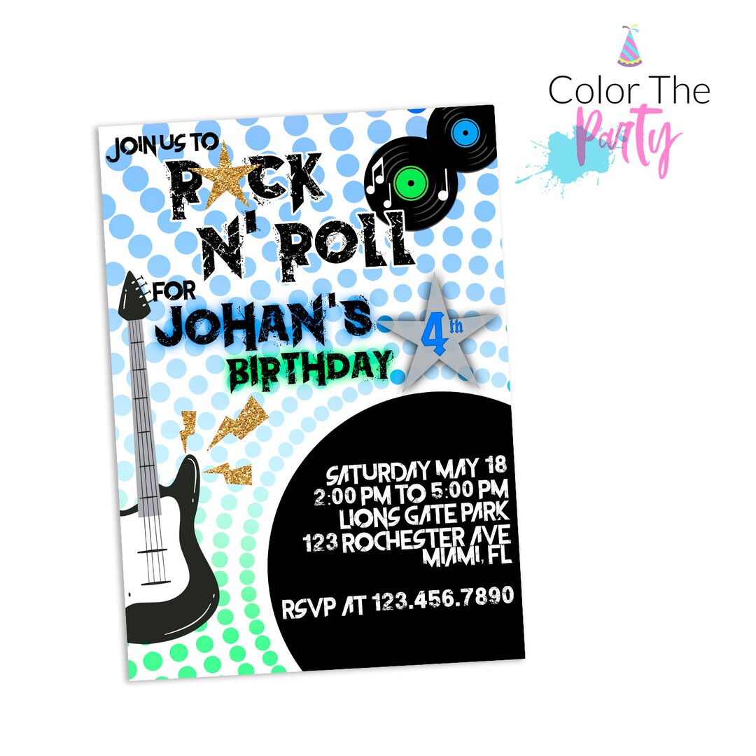 Rock Star Music Birthday Invitation, Disco Party, the Voice Party ...