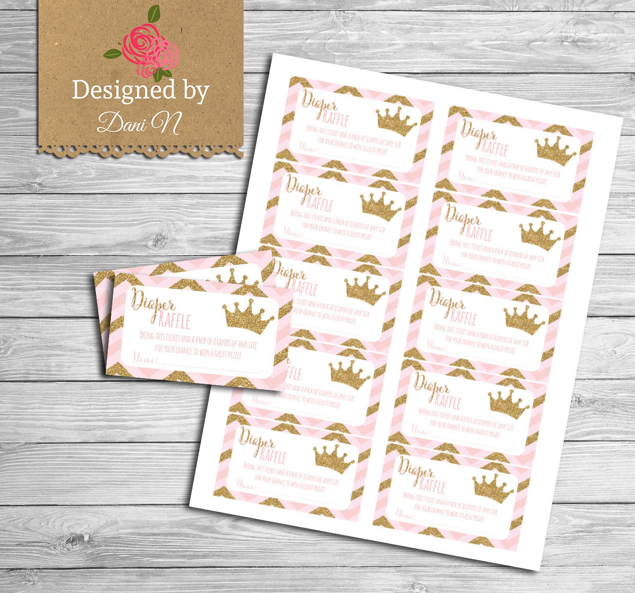 Baby Shower Games Diaper Raffle Princess Baby Shower Pink - Etsy