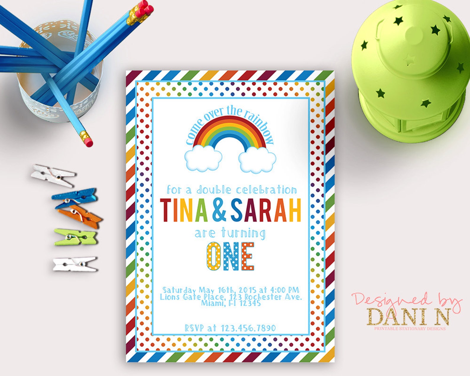Rainbow Party Invitation Colorful Rainbow Birthday Invite - Etsy