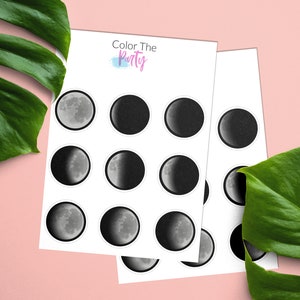 Moon Phases Sticker Sheet, Full Moon Vinyl Stickers, Lunar Vinyl Decal ...