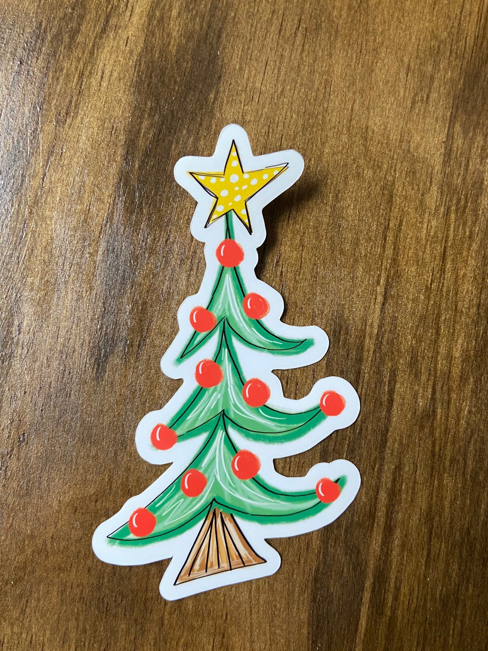 Christmas Tree Sticker Whimsical Tree Christmas Sticker - Etsy
