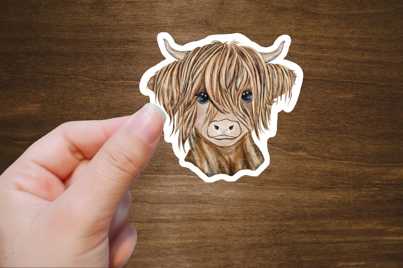Highland Cow Sticker, pegatina de la vaca, animal, pegatina de la ...