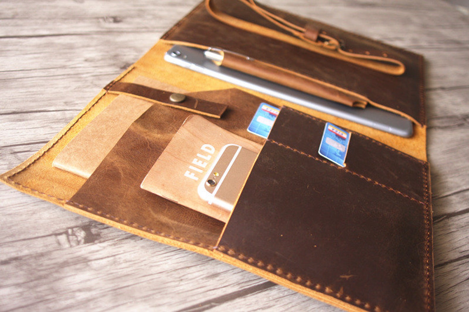 Embossed Leather Portfolio, A4 Folder Padfolio, Travel Planner ...