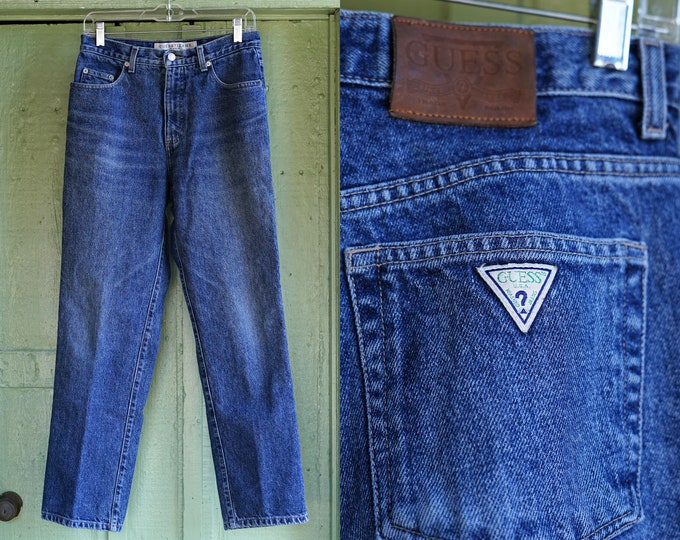 1990s Guess Jeans Blue Jeans Classic Fit Straight Leg // 90s Mid Rise ...