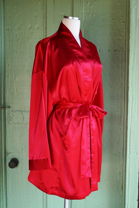 1990s Red Victoria’s Secret Satin Short Slip Dress an… - Gem